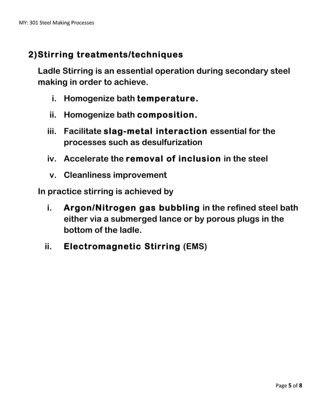 Steel Making: Lecture Secondary Steel Making | DOC | Science