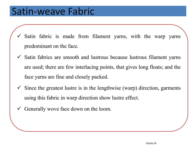 SATIN AND SATEEN WEAVE BRIEF DIFFERENCE FOR TEXTILE SCIENCE | PDF ...