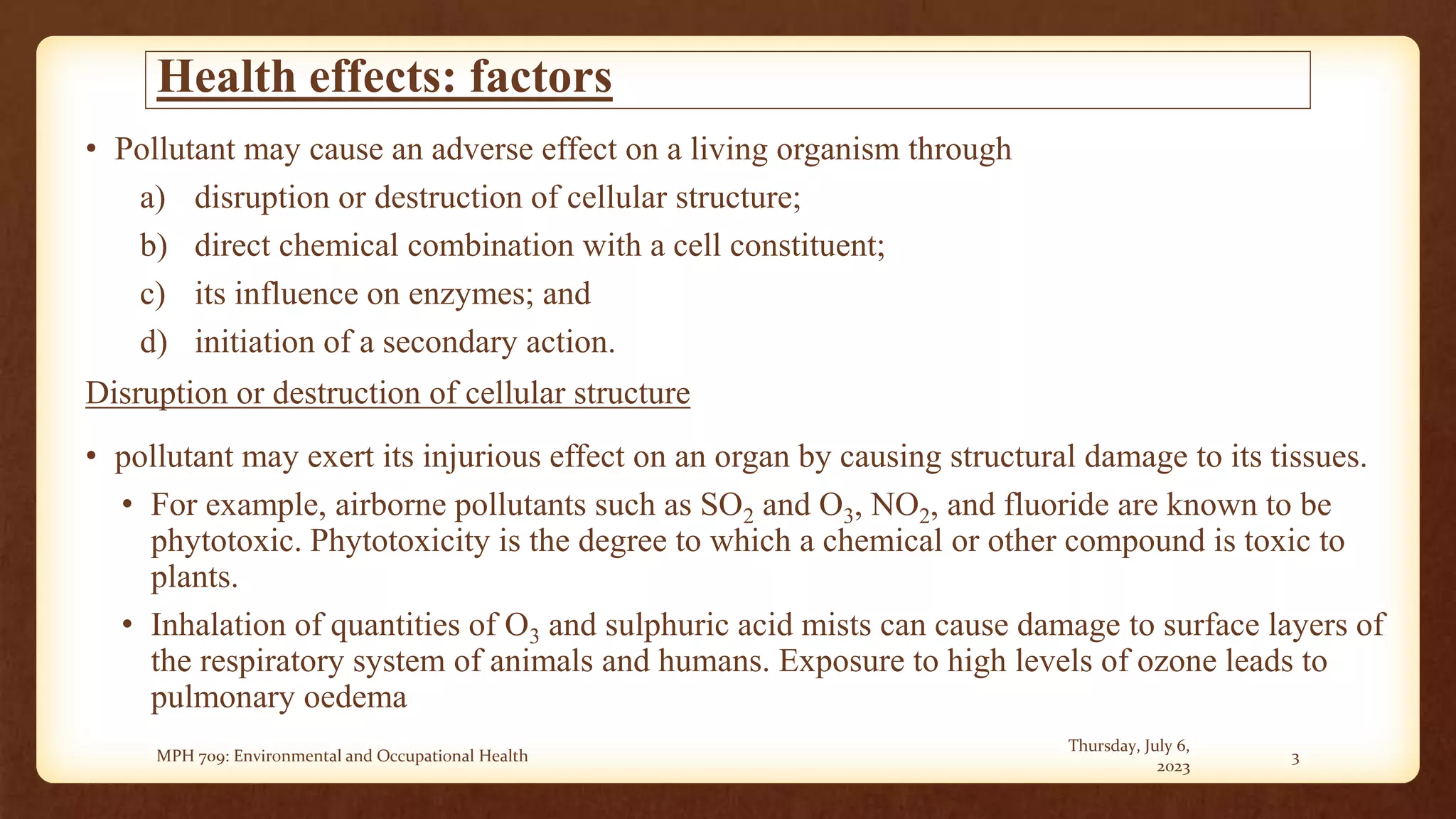 Lecture Note 2 - Health effects from exposures and mechanisms of ...