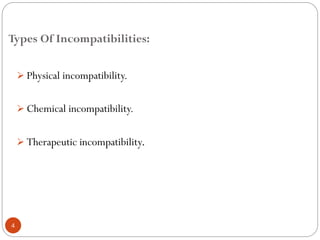 Pharmaceutical incompatibility and classification | PDF