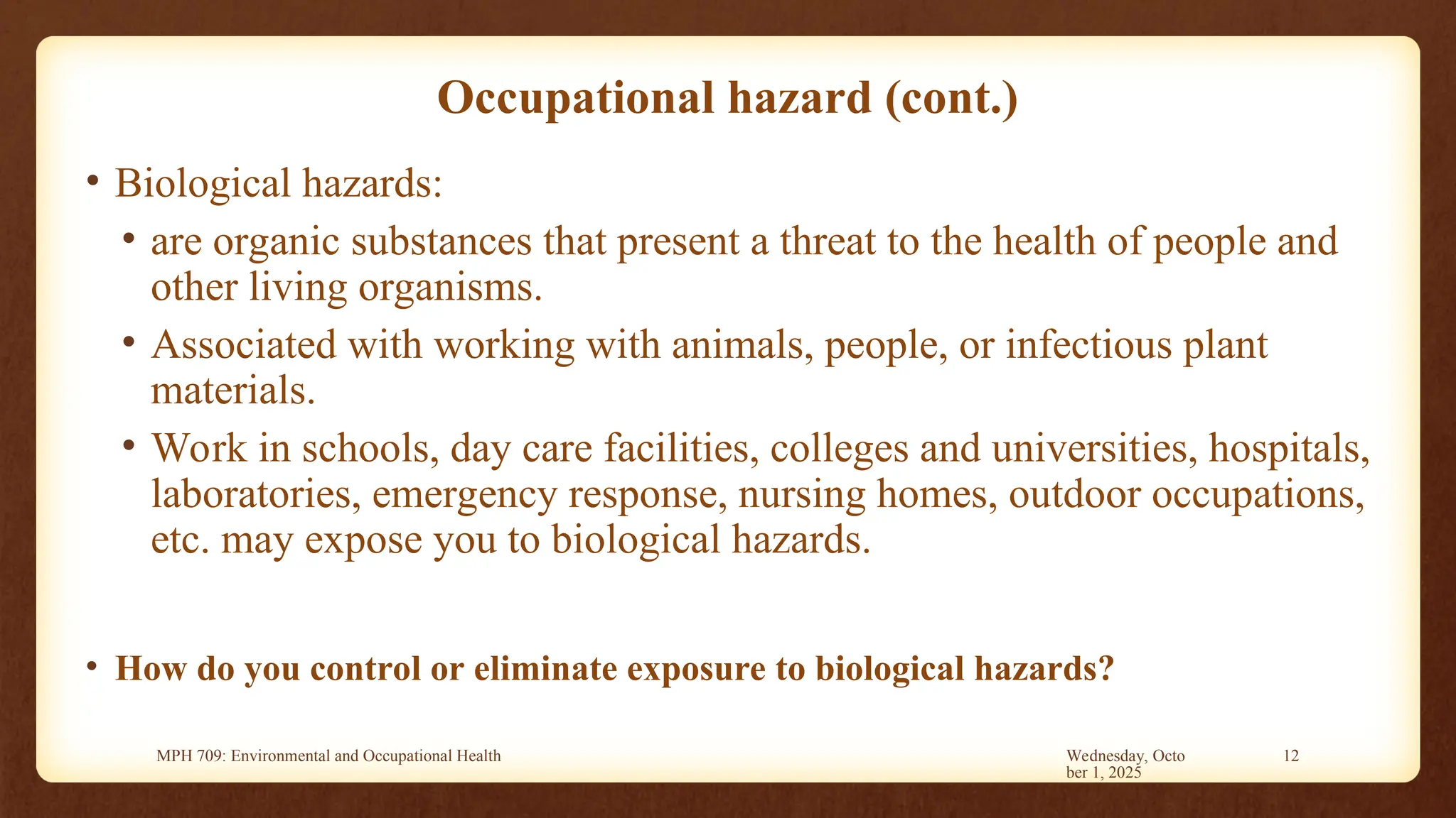 Lecture Note 6 - Types of Occupational Hazards, Job hazard analysis and ...