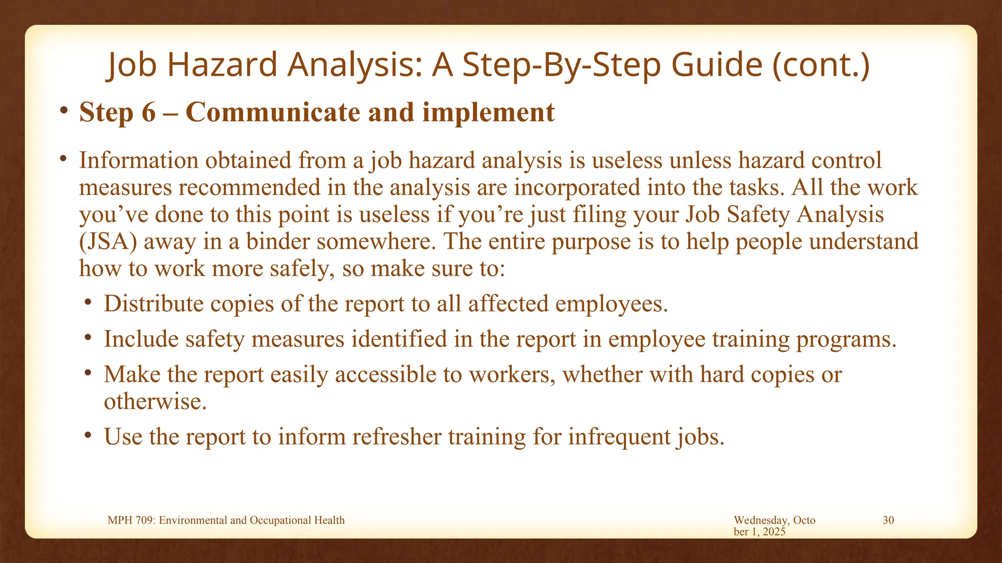 Lecture Note 6 - Types of Occupational Hazards, Job hazard analysis and ...