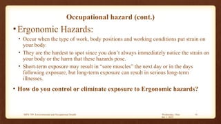Lecture Note 6 - Types of Occupational Hazards, Job hazard analysis and ...