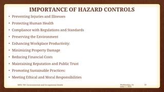 Lecture Note 6 - Types of Occupational Hazards, Job hazard analysis and ...