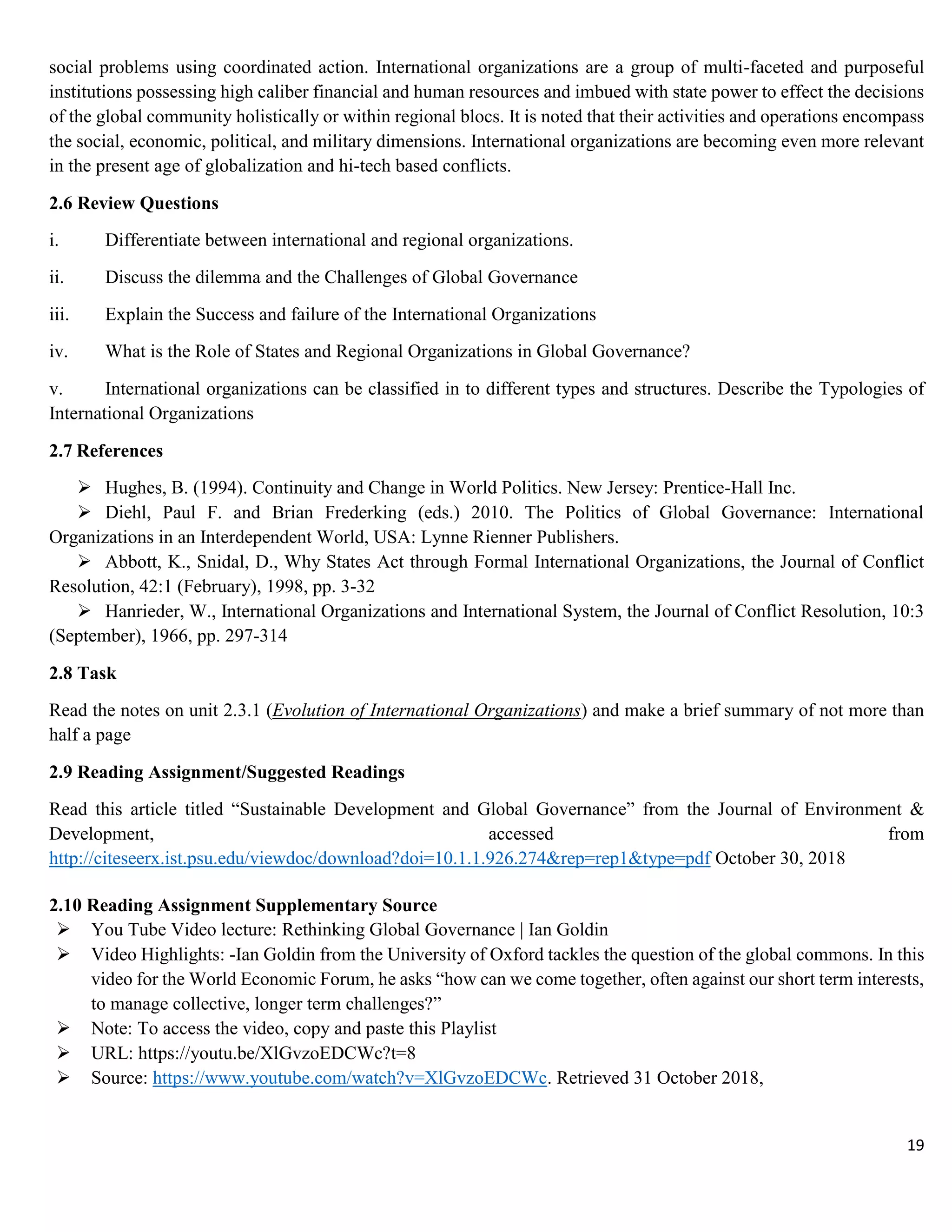 LECTURE NOTE INTERNATIONAL COOPERATION AND DEVELOPMENT | PDF