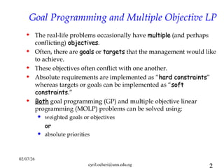 Lecture Note on Goal Programming and Multiple Objective LP.ppt
