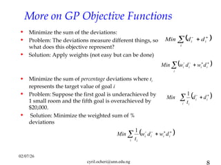 Lecture Note on Goal Programming and Multiple Objective LP.ppt