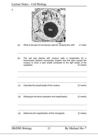 Lecture notes cell biology | PDF