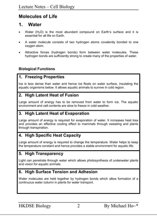 Lecture notes cell biology | PDF