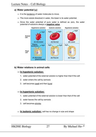 Lecture notes cell biology | PDF