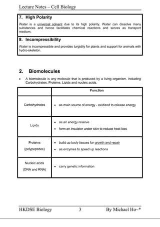Lecture notes cell biology | PDF