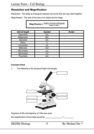 Lecture notes cell biology | PDF