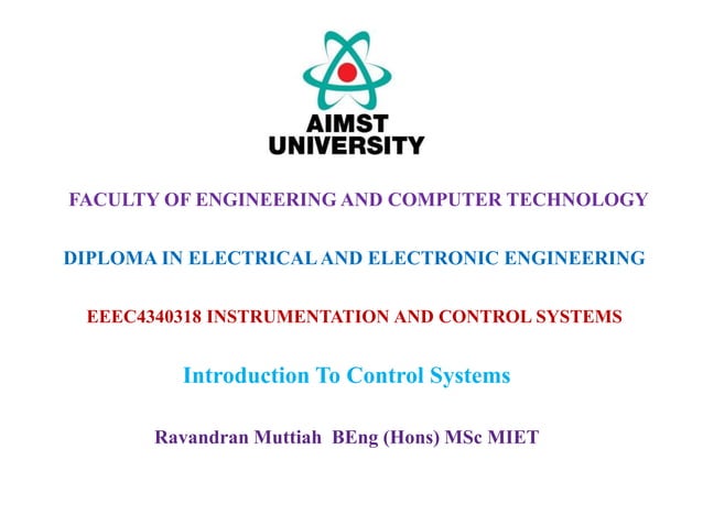Lecture Notes: EEEC4340318 Instrumentation and Control Systems ...