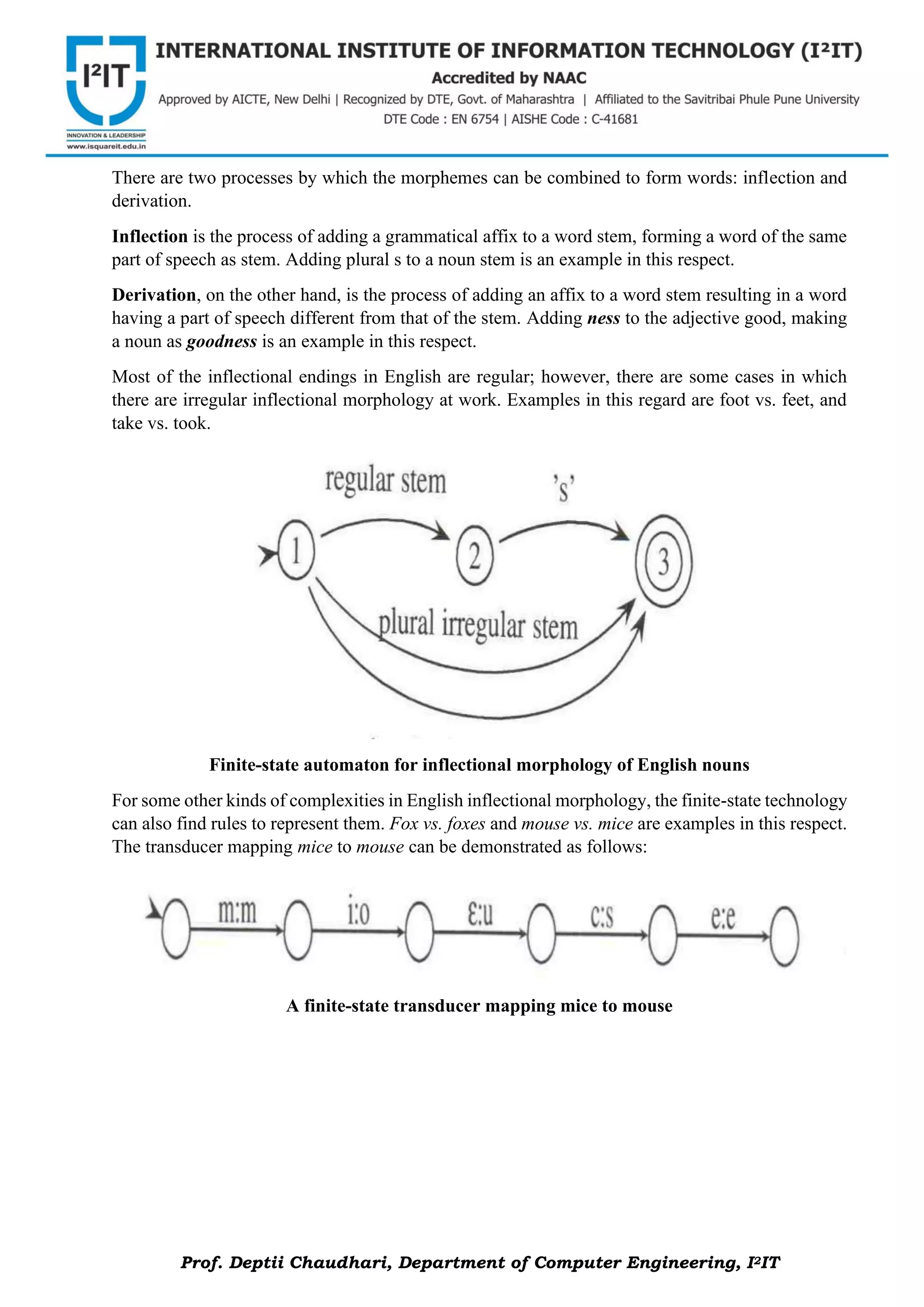 Lecture Notes Finite State Automata For Nlp Pdf