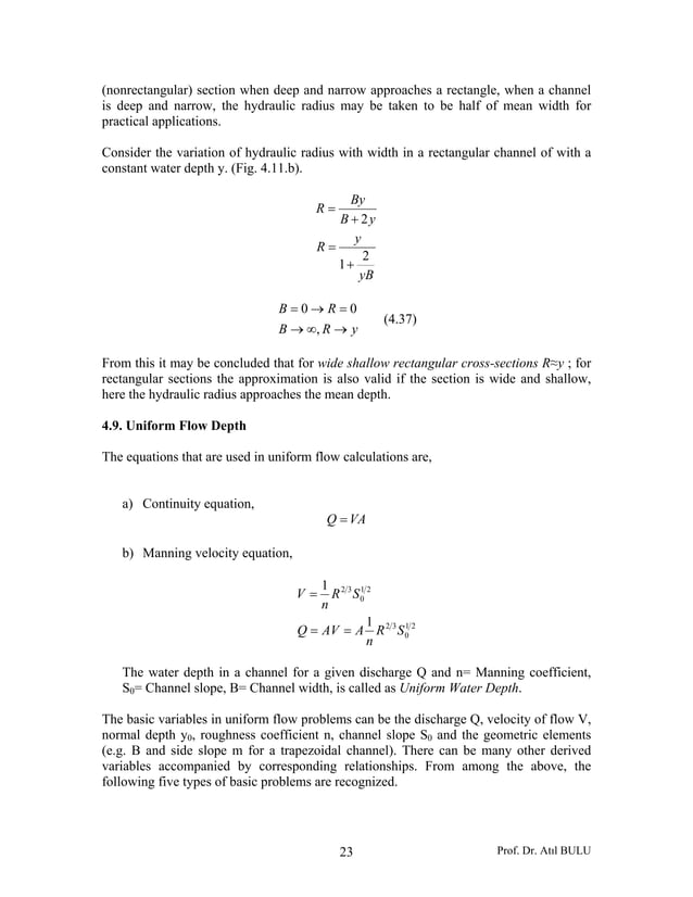 Open Channel Flows (Lecture notes 04) | PDF