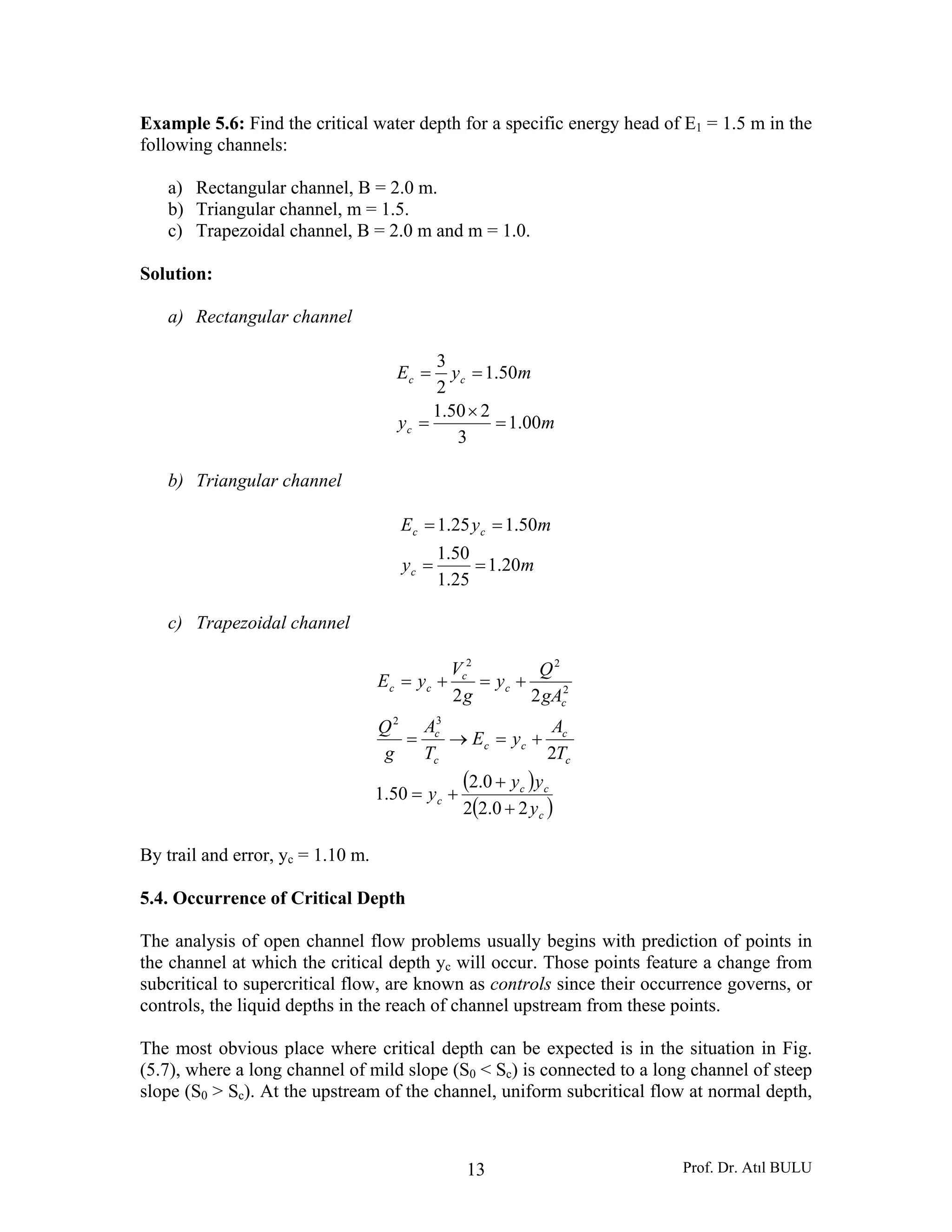Specific Energy (Lecture notes 05) | PDF