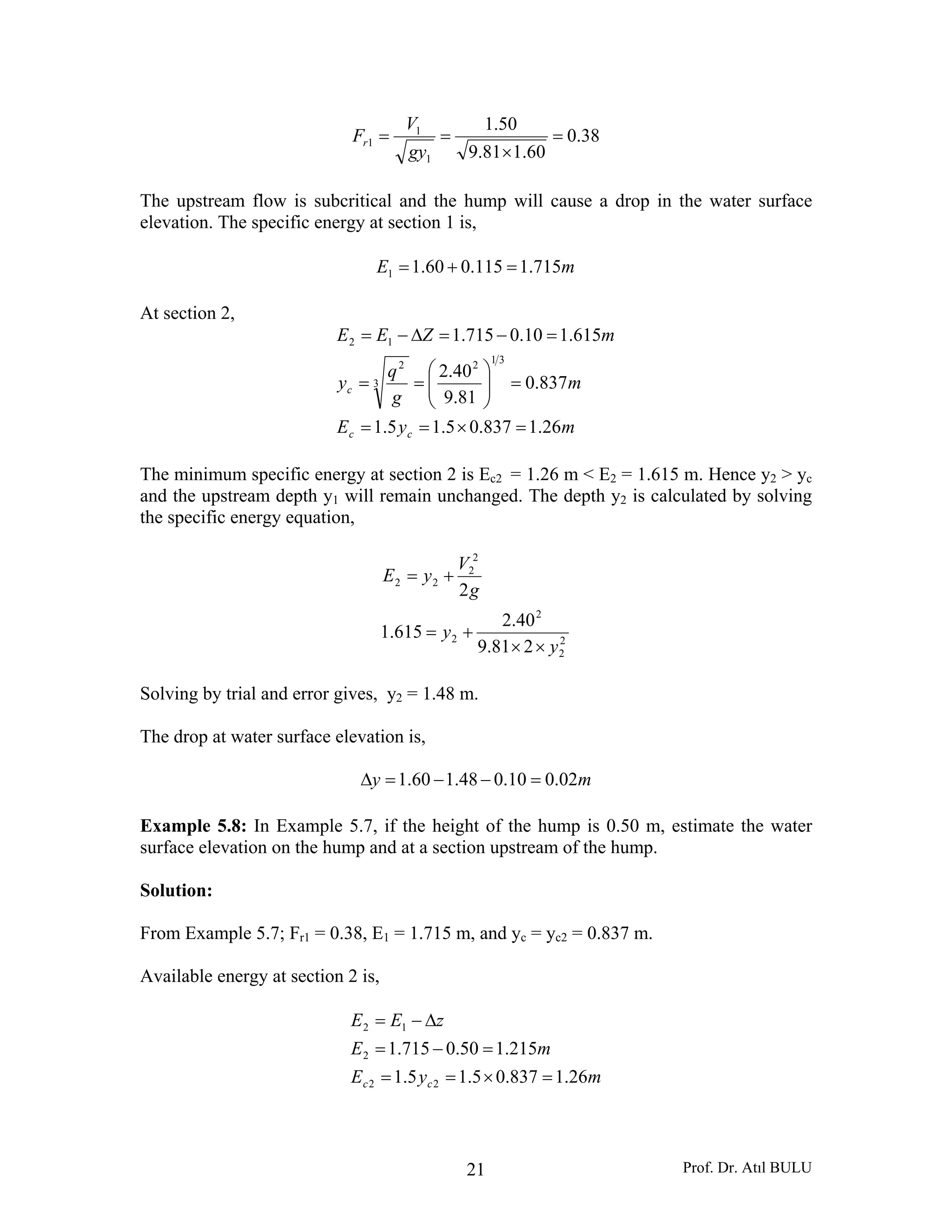 Specific Energy (Lecture notes 05) | PDF