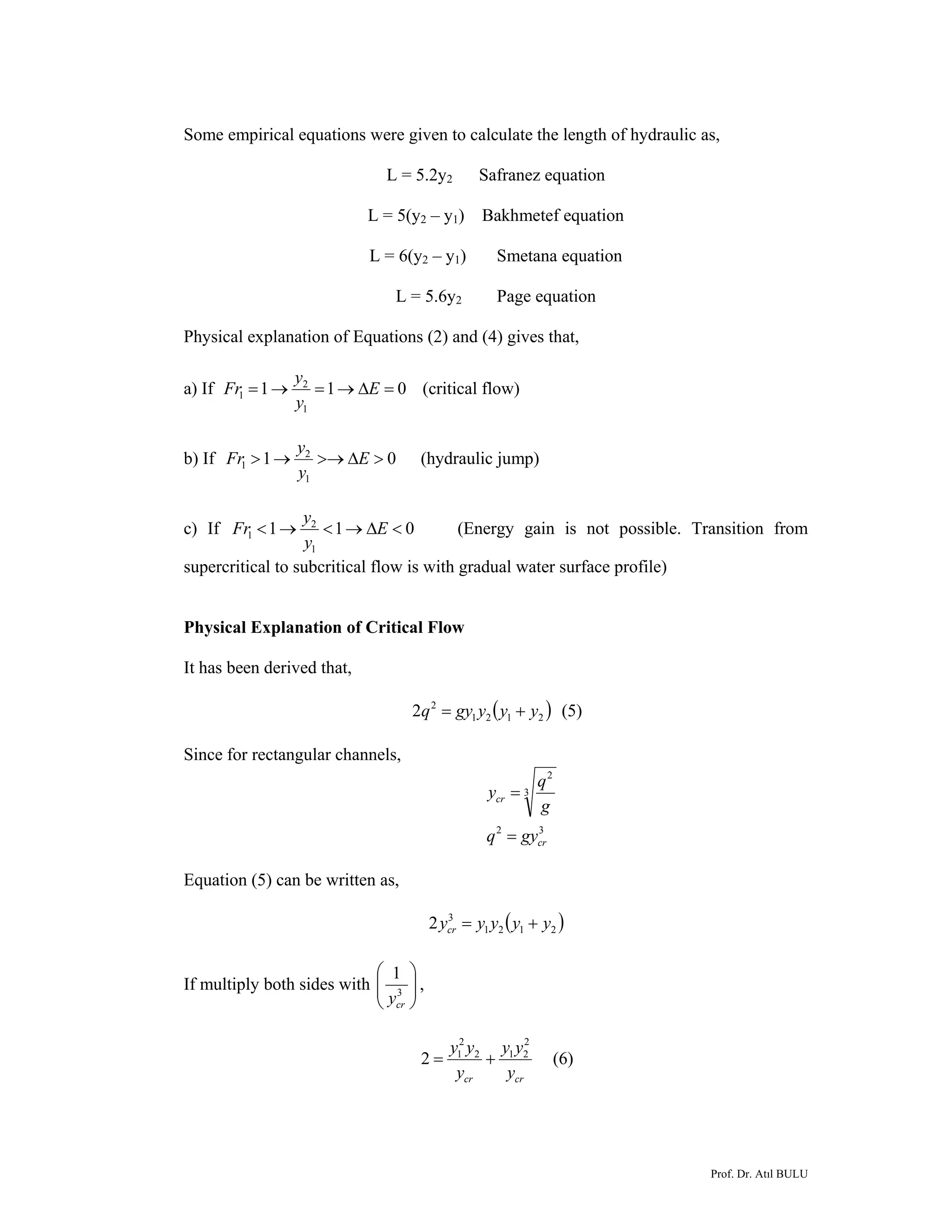 Specific Energy (Lecture notes 05) | PDF