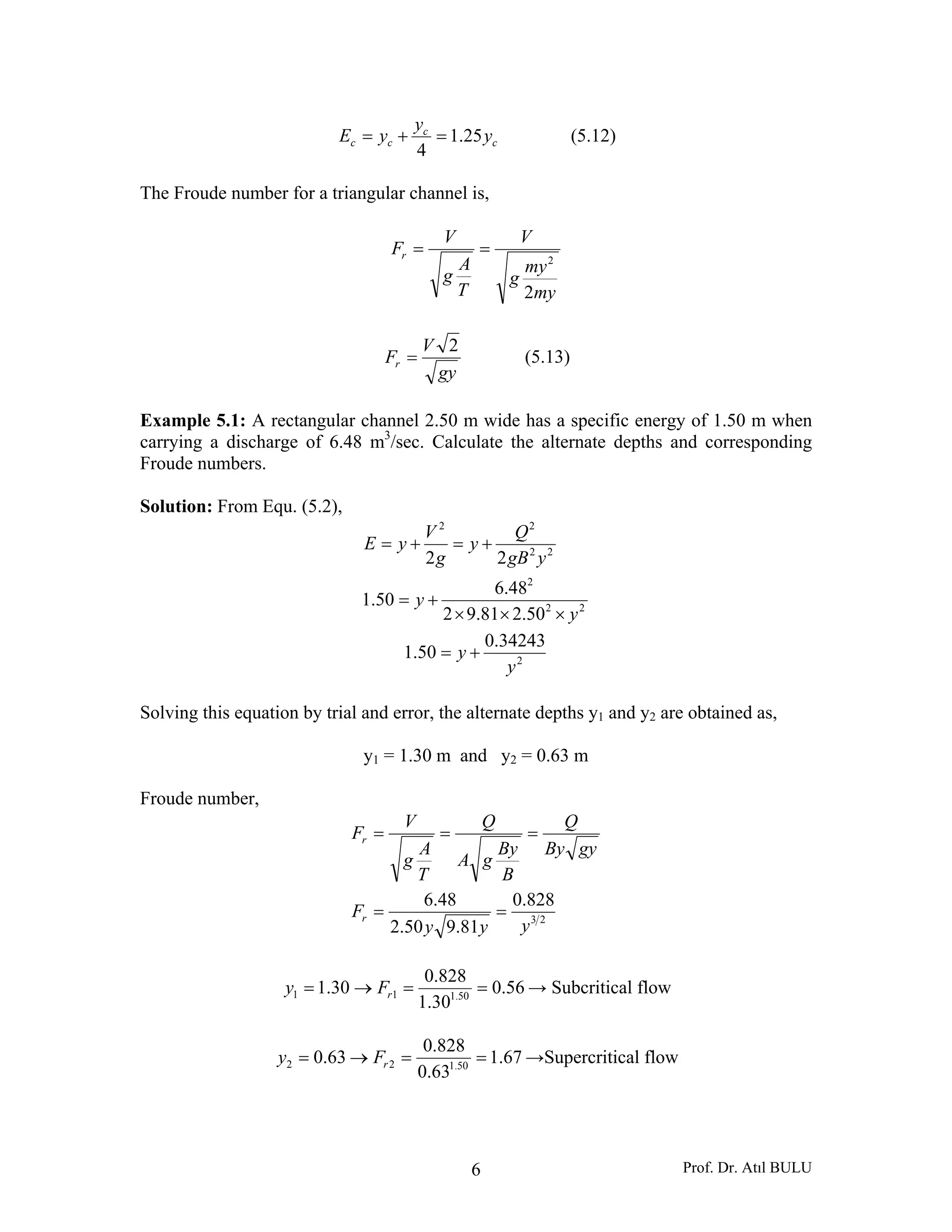 Specific Energy (Lecture notes 05) | PDF