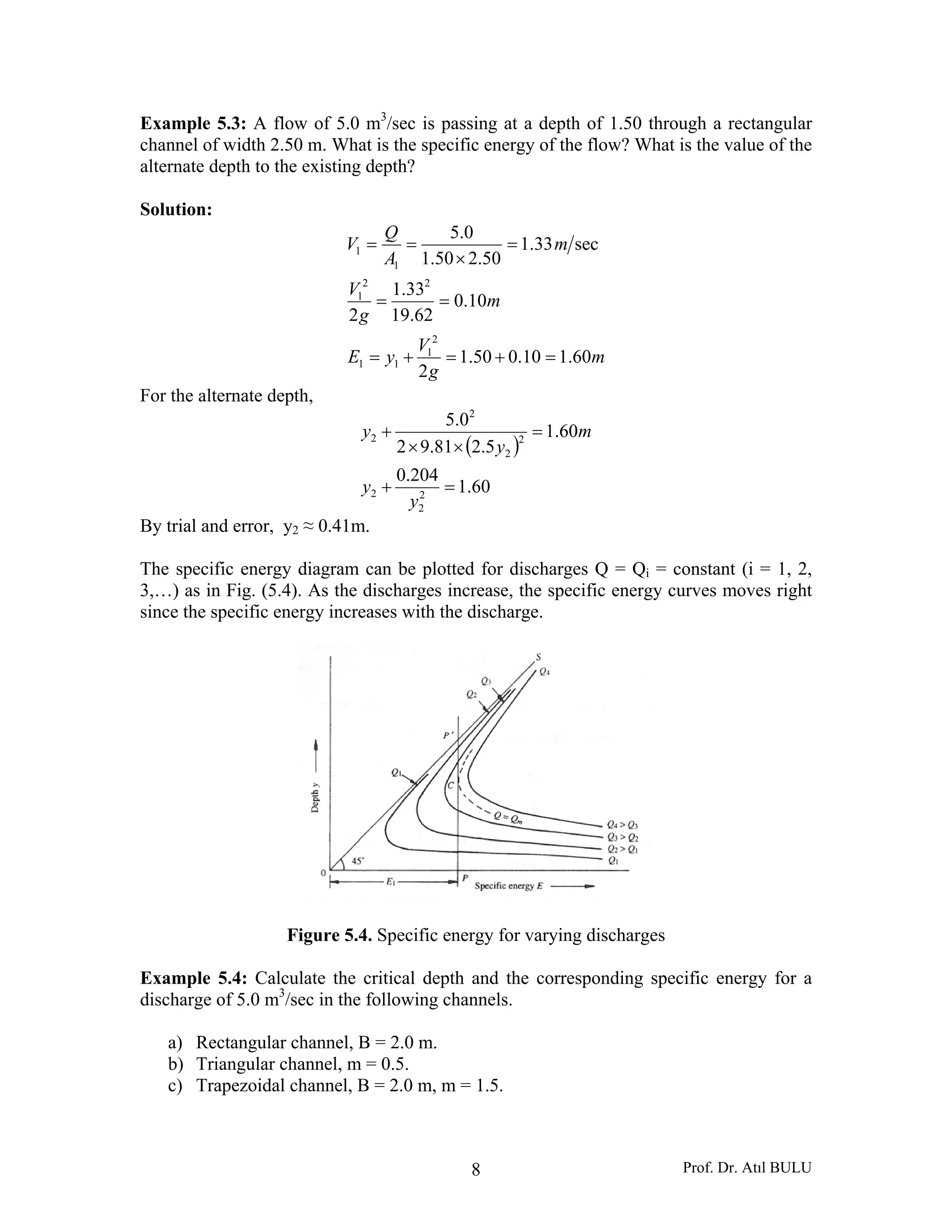 Specific Energy (Lecture notes 05) | PDF