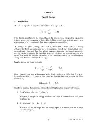 Specific Energy (Lecture notes 05) | PDF