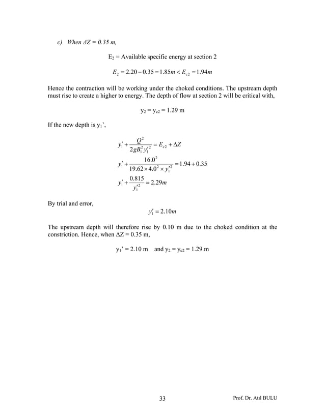 Specific Energy (Lecture notes 05) | PDF