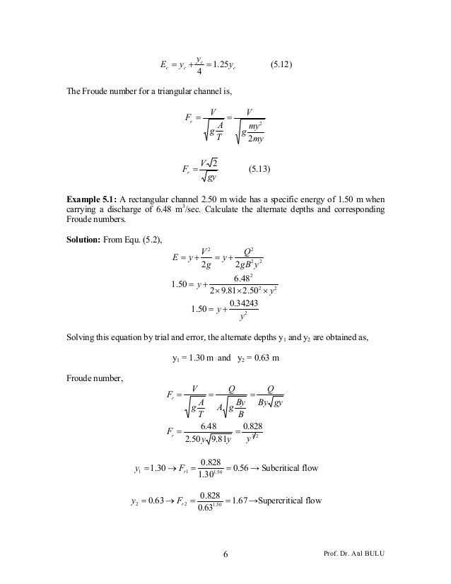 Specific Energy (Lecture notes 05)
