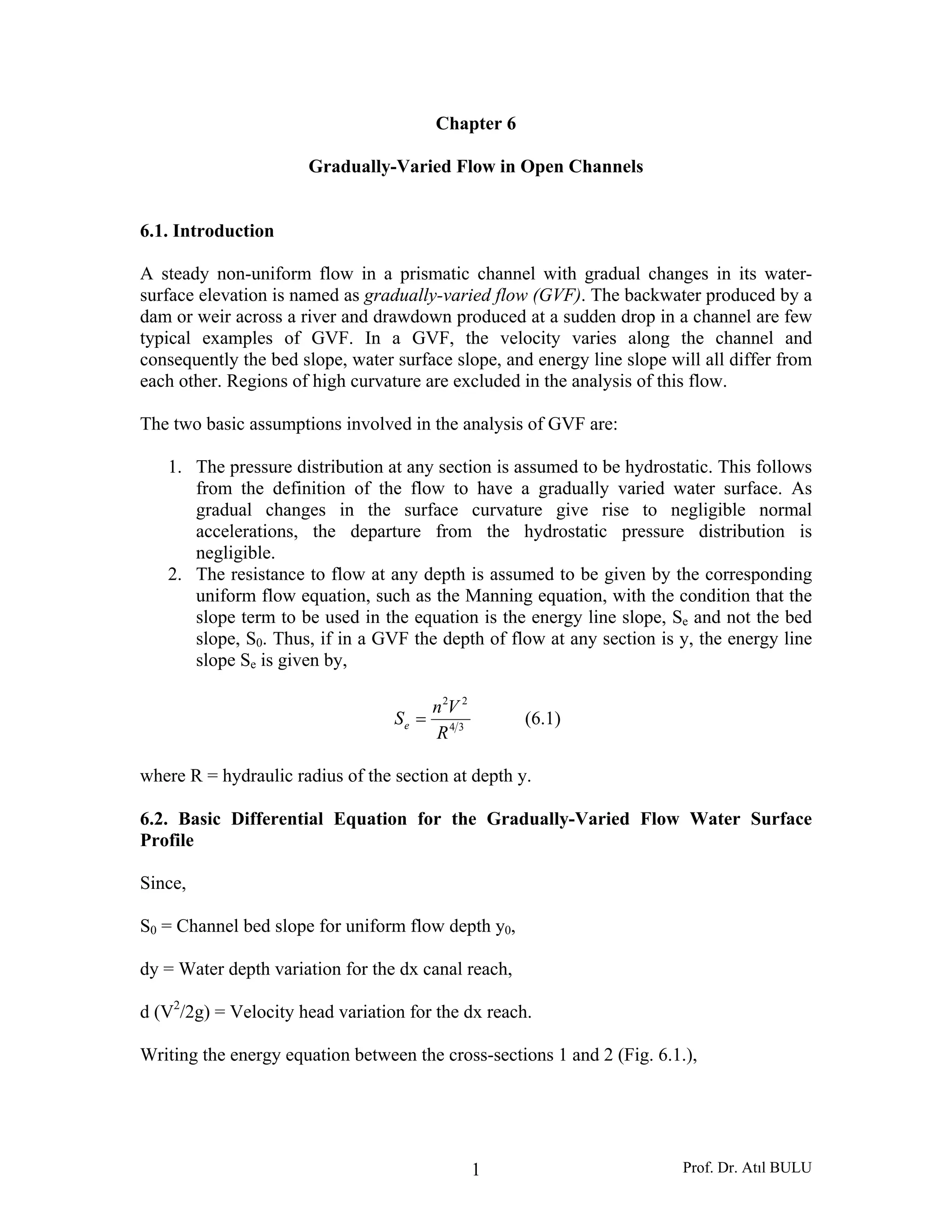 Gradually-Varied Flow in Open Channels ( Lecture notes 06) | PDF