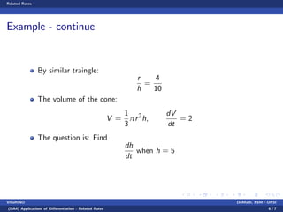 Benginning Calculus Lecture notes 11 - related rates | PPT