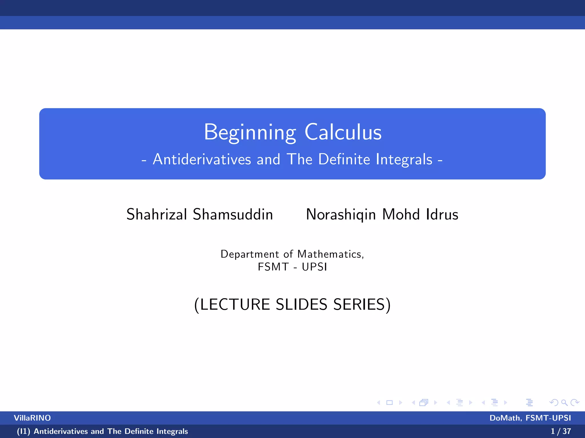 Benginning Calculus Lecture notes 12 - anti derivatives indefinite and ...