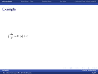 Benginning Calculus Lecture notes 12 - anti derivatives indefinite and ...