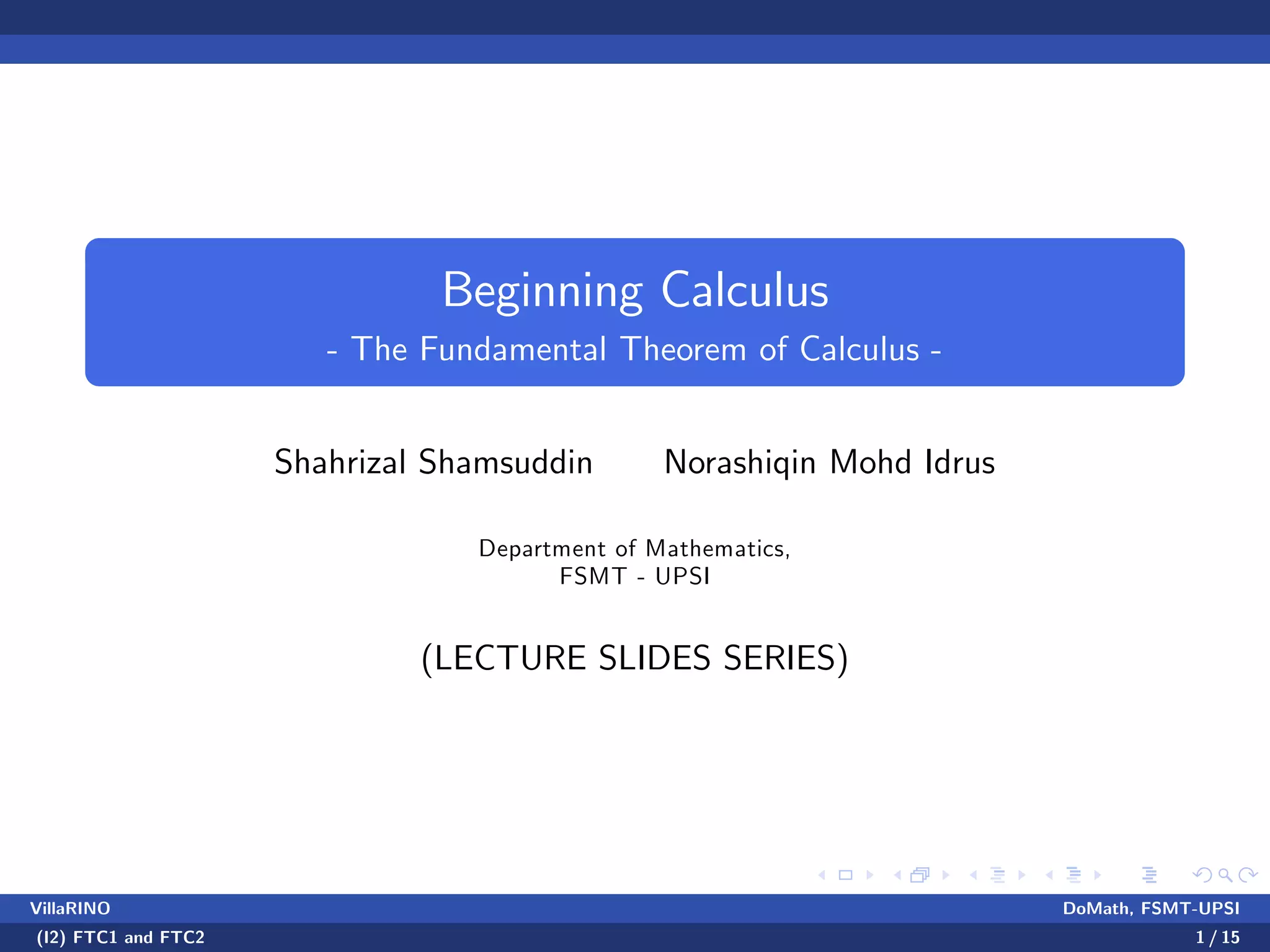 Benginning Calculus Lecture notes 13 - fundamental theorem of calculus ...