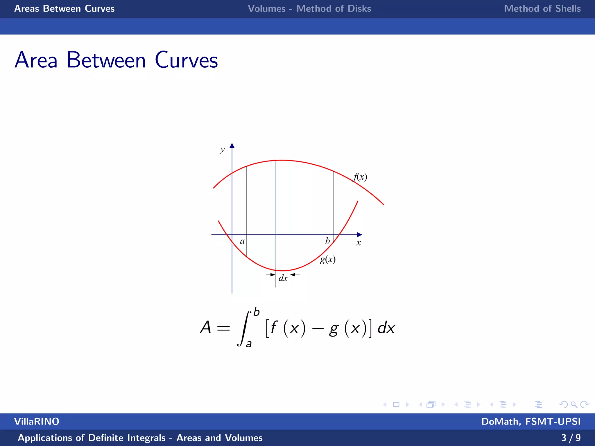 Benginning Calculus Lecture notes 14 - areas & volumes | PPT