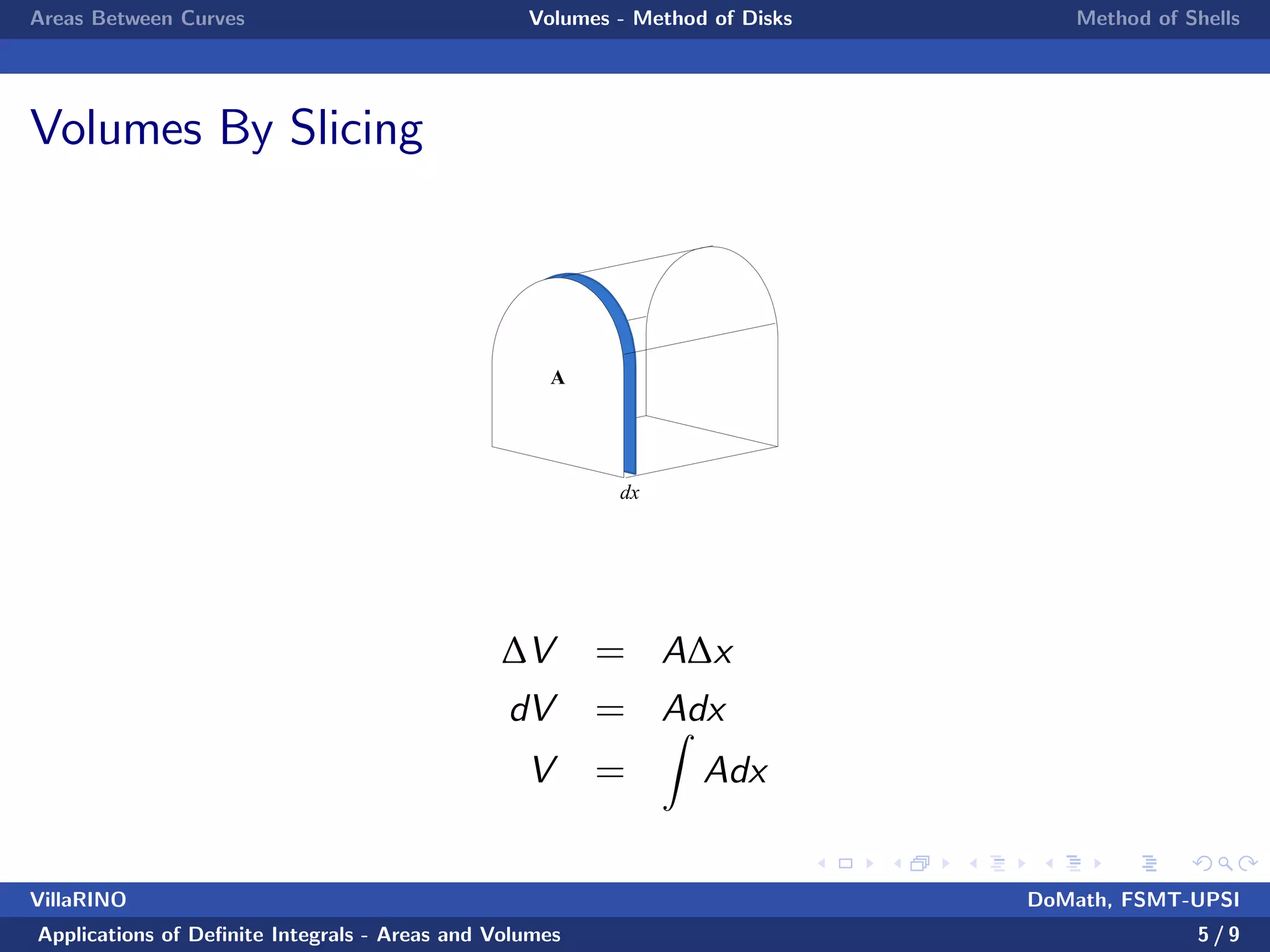 Benginning Calculus Lecture notes 14 - areas & volumes | PDF
