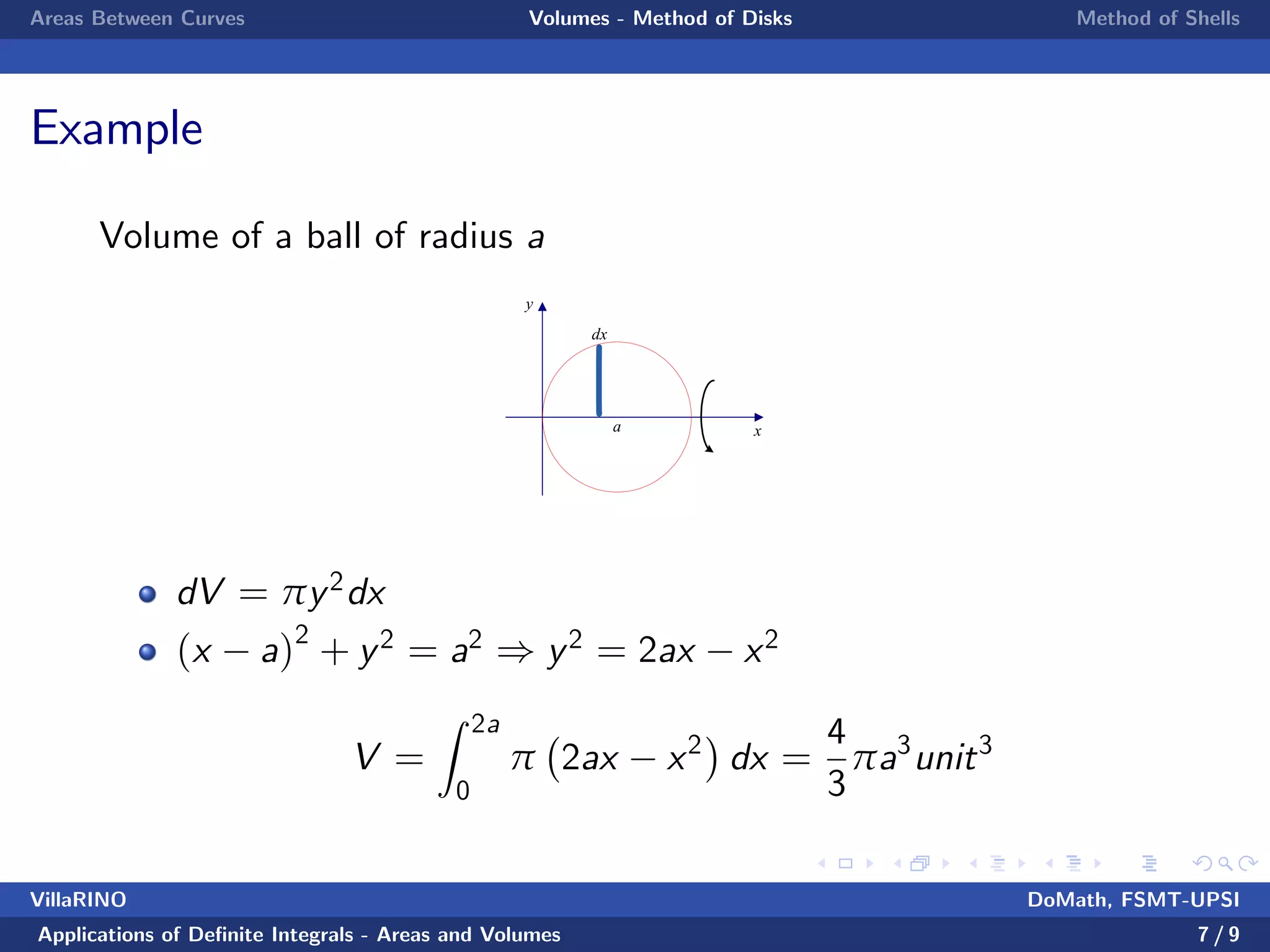 Benginning Calculus Lecture notes 14 - areas & volumes | PPT