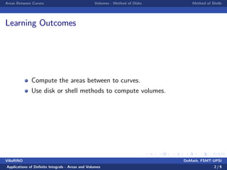 Benginning Calculus Lecture notes 14 - areas & volumes | PPT