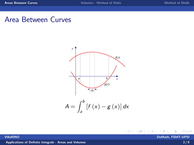 Benginning Calculus Lecture notes 14 - areas & volumes | PPT