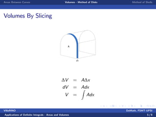 Benginning Calculus Lecture notes 14 - areas & volumes | PPT