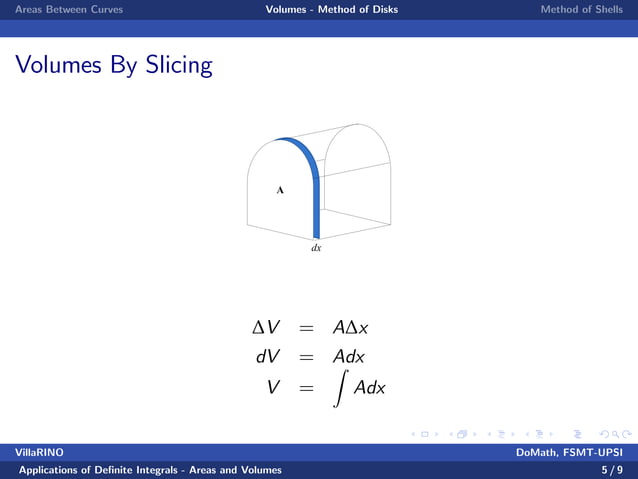 Benginning Calculus Lecture notes 14 - areas & volumes | PPT