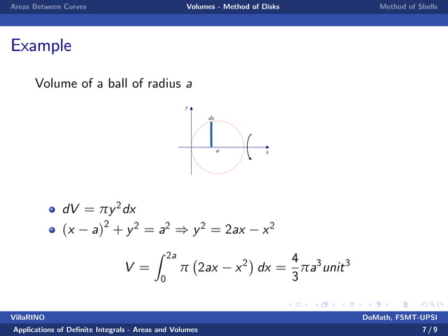 Benginning Calculus Lecture notes 14 - areas & volumes | PPT