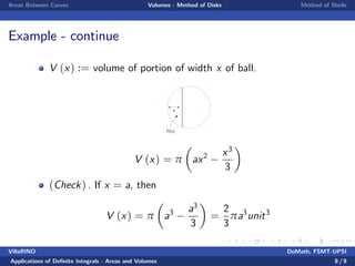 Benginning Calculus Lecture notes 14 - areas & volumes | PPT