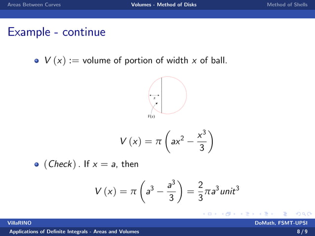 Benginning Calculus Lecture notes 14 - areas & volumes | PPT