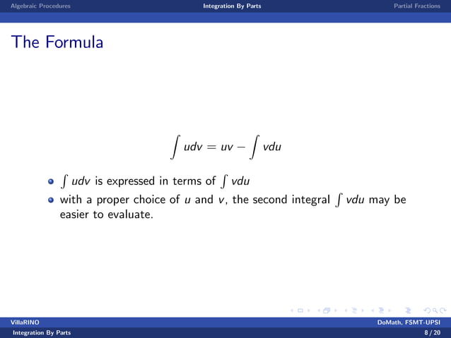Benginning Calculus Lecture notes 15 - techniques of integration | PDF