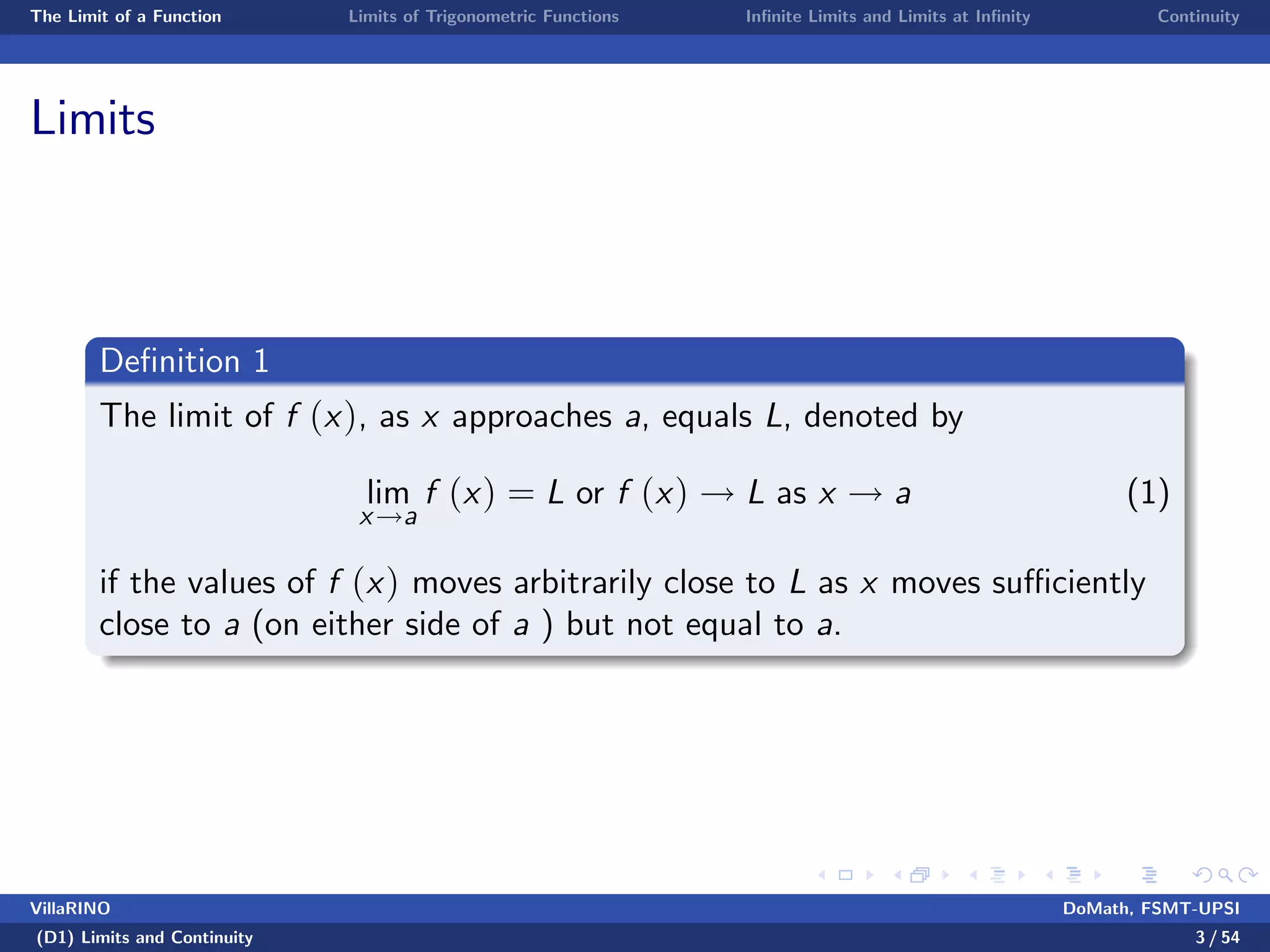 Benginning Calculus Lecture notes 2 - limits and continuity | PDF