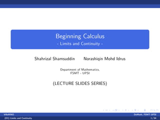 Benginning Calculus Lecture notes 2 - limits and continuity | PPT