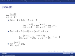 Benginning Calculus Lecture notes 2 - limits and continuity | PDF