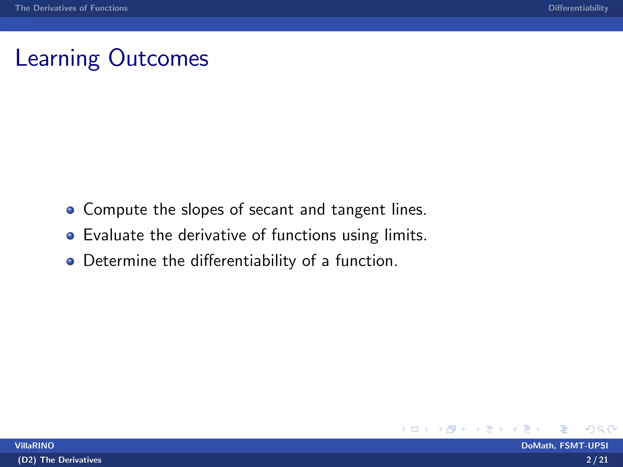 Benginning Calculus Lecture notes 3 - derivatives | PDF