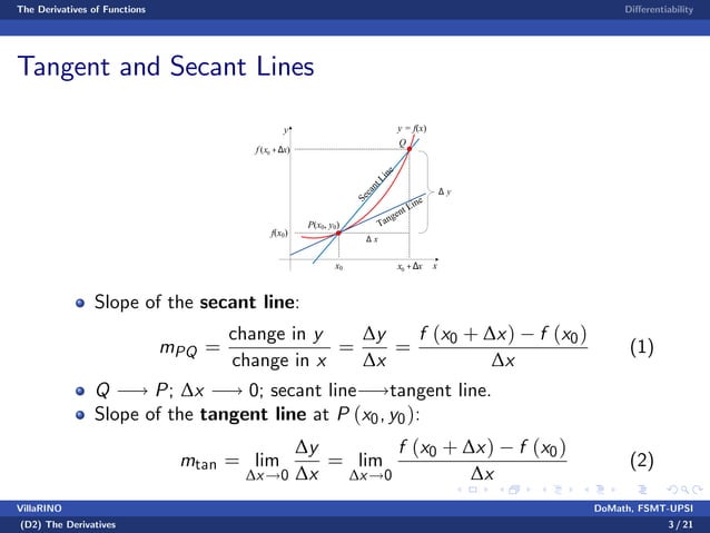 Benginning Calculus Lecture notes 3 - derivatives | PDF