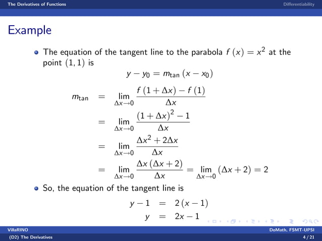 Benginning Calculus Lecture notes 3 - derivatives | PDF