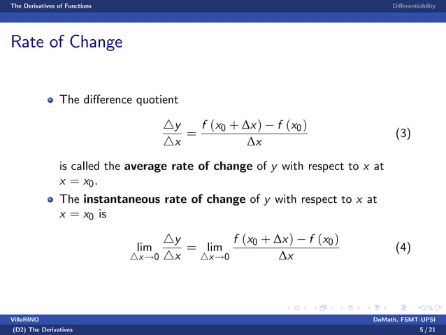 Benginning Calculus Lecture notes 3 - derivatives | PDF
